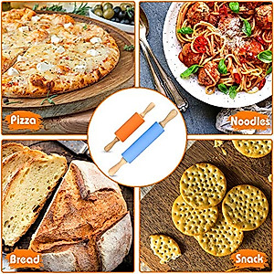 Koogel 8 Pcs Silicone Rolling Pins Set, 15 Inch Non-Stick 9 Inch Kids Rolling Pin Scraper Chopper Silicone Oil Brush Spatula for Parent-Child Baking