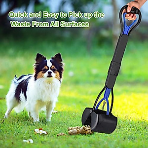 Sunkoon 28inch Non-Breakable Pooper Scooper for Dogs, Long Handle Foldable Portable Dog Scooper with High Strength Durable Spring, Easy to Pick Up for Grass and Gravel