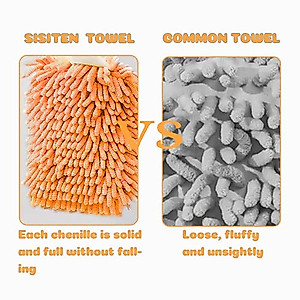 Cute Hedgehog Chenille Hand Drying Towels for Kitchen and Bathroom, Hanging Funny Hand Microfiber Towel with Button Loop, Set of 4