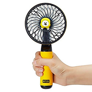 BT21 CHIMMY Character Mini Handheld Personal Portable Fan | 3-Speed Adjustable USB Rechargeable, Yellow