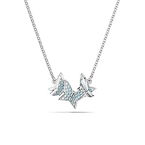 SWAROVSKI Lilia Butterfly Necklace, Earrings, and Bracelet Crystal Jewelry Collection, Blue Crystals in a Rhodium Tone Finished Setting