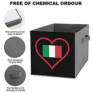 I Love Italian Red Heart Collapsible Storage Bins Basics Folding Fabric Storage Cubes Organizer Boxes with Handles