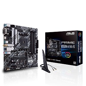 ASUS Prime B550M-A WiFi AMD AM4 Zen 3 Ryzen 5000 & 3rd Gen Ryzen Micro ATX Motherboard (PCIe 4.0, WiFi 6, ECC Memory, 1Gb LAN, HDMI 2.1/D-Sub, 4K@60HZ, Addressable Gen 2 RGB Header and Aura Sync)
