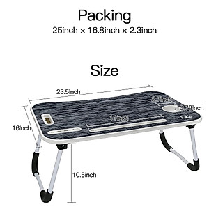 TZT 23.5" Portable Laptop Desk ,Laptop Stand for Bed with USB Charge Port, Laptop Desk for Bed ,Multi-Function Notebook Stand for Working, Reading (Gray)