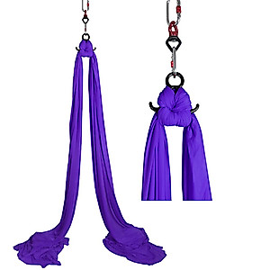Dasking Premium Aerial Silks Equipment - Safe Deluxe Aerial Kit (Dark Purple)