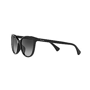 Ralph by Ralph Lauren Women's Ra5282u Universal Fit Cat Eye Sunglasses, Shiny Black/Gradient Grey, 55 mm