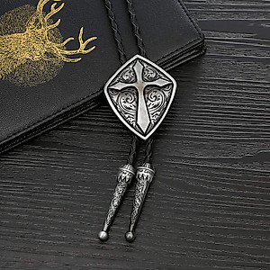 QQA Western Cowboy Bolo Tie for Men Vintage Eagle Shield Star Pattern Necklace Bolo Tie for Men Women