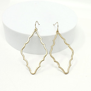 POMINA Lightweight Simple Basic Geometric Gold Dangle Drop Earrings Open Gold Teardrop Earrings for Women (A) Worn Gold)