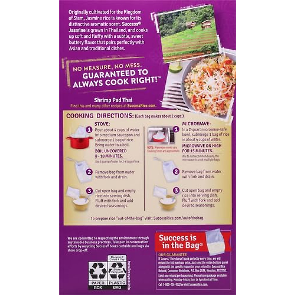 Success Boil-in-Bag Rice, Thai Jasmine Rice, Quick Rice Meals, 14-Ounce Box
