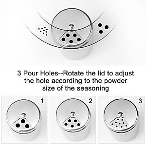 EZYoutdoor 6Pcs Stainless Steel Spice Shaker, Camping Spice Kit with Travel Bag, Salt and Pepper Shakers Set For Salt Sugar Spice Dry Herb Spice, for Home or Outdoor Use