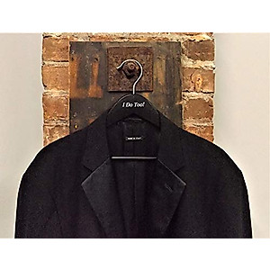 NAHANCO IDO20117 Bridal Hanger Set, White Wooden Hangers Imprinted with I Do and I Do Too, 17” (2 Piece Set)