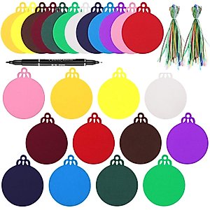 DECYOOL 168 Pcs Round Hanging Gift Tags Sign Christmas Tree Blank Labels Ornaments in 12 Colors with 168 Pcs Ribbons