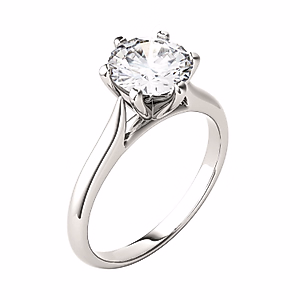 Charles & Colvard Created Moissanite 7.5mm Round Cut Solitaire Engagement Ring for Women | 1.5 cttw DEW | Lab Grown | Solid 14K White Gold with Rhodium | Size 5.5