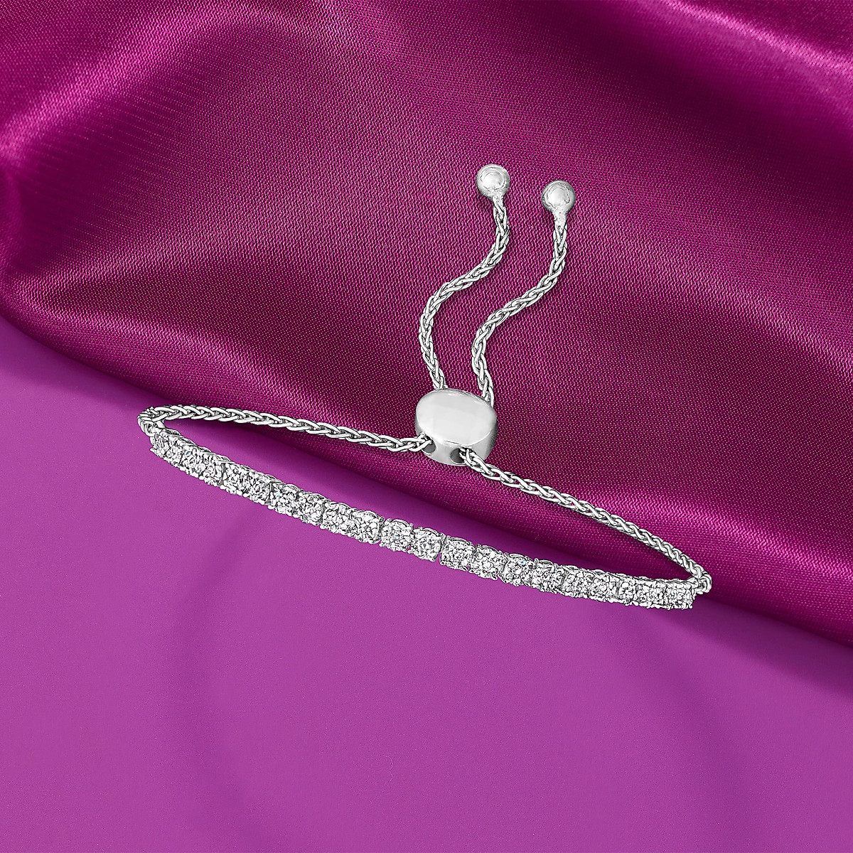 Ross-Simons 0.50 ct. t.w. Diamond Cluster Bolo Bracelet in Sterling Silver