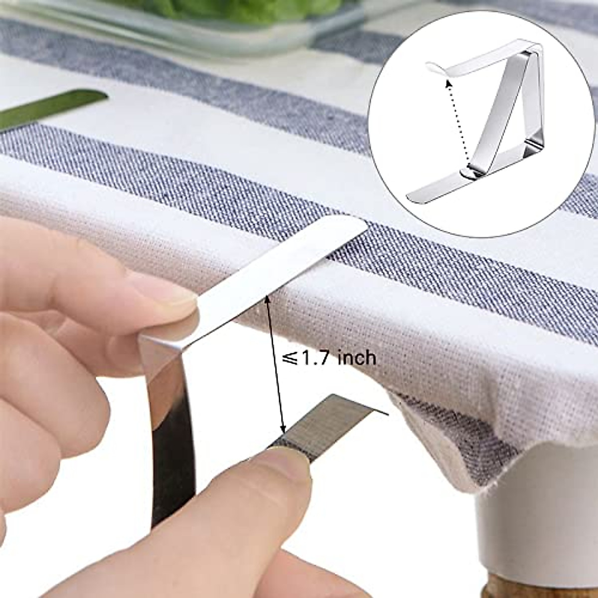 12 Pack Tablecloth Clips- Picnic Table Cloth Clips- Stainless Steel Table Cloth Cover Clamps- Table Clips for Restaurant Picnics Marquees Weddings Graduation Party- Fits Up to 1.7” Thick Tables