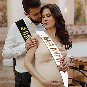 Generic Baby Mama and Baby Papa Sash for Baby Shower，Mom to be Sash and Dad to be sash for Gender Reveal, Boy or Girl,He or She Baby Sex Reveal Decorations,New Mom Daddy Gifts