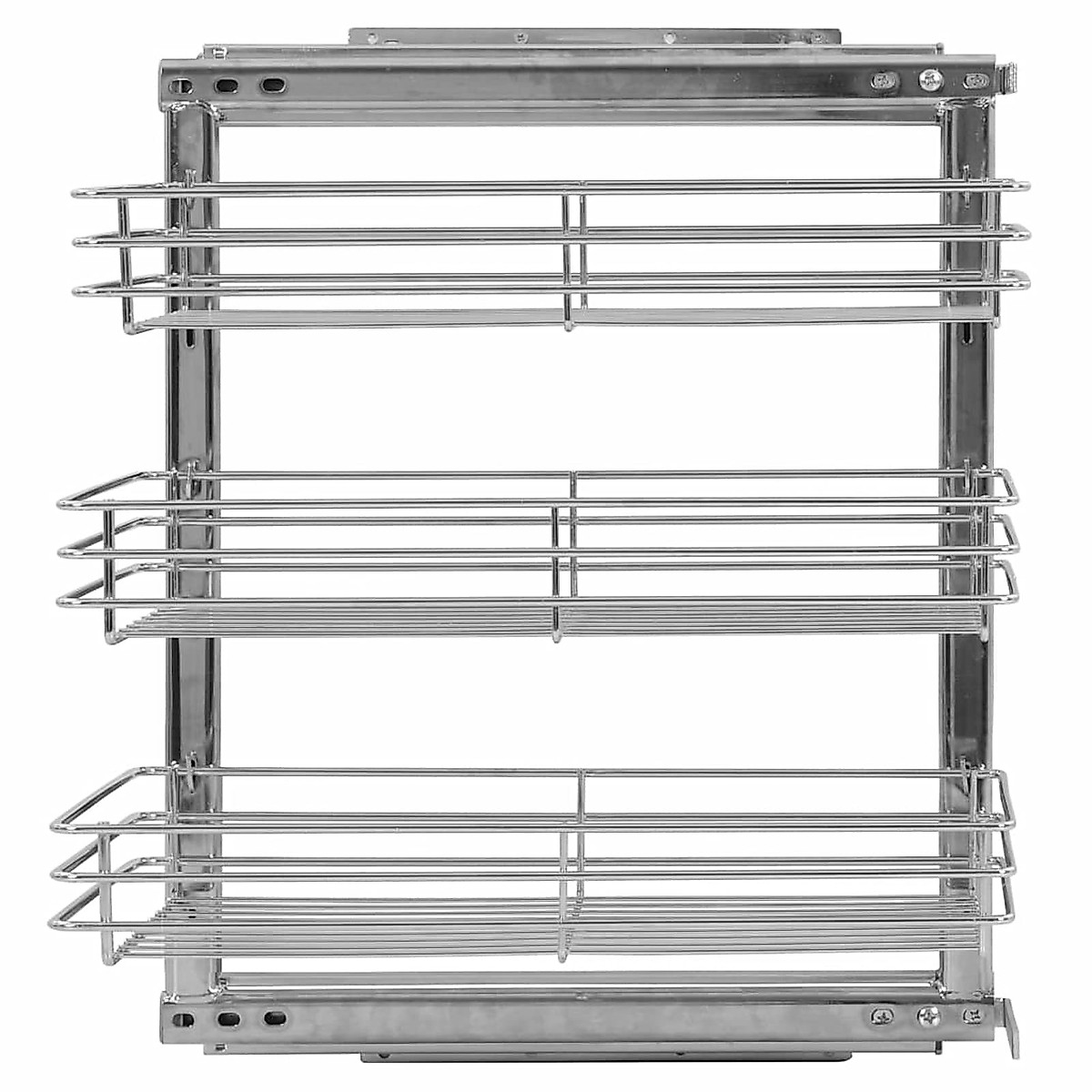 xiannv 3-Tier Pull-Out Kitchen Wire Basket Pull Out Spice Rack, Blind Corner Cabinet Pull Out, Pull Out Shelf Storage for Kitchen Base Cabinet Organization Silver 18.5"x13.8"x22"