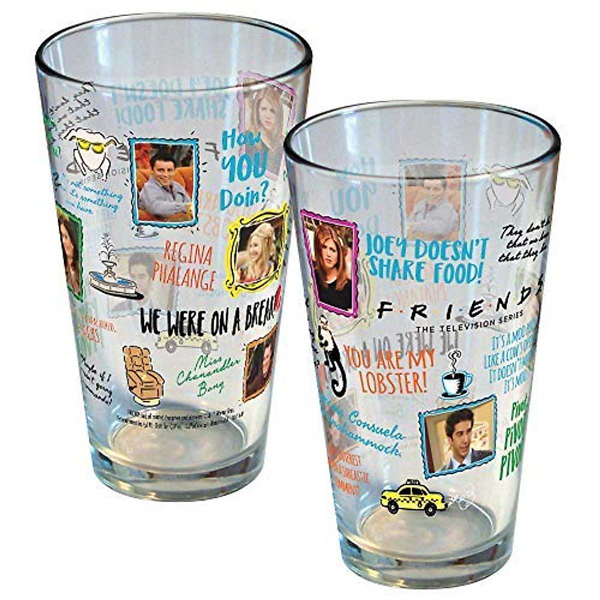 Friends Famous Classic Quotes 16oz pint glass Friends The TV Show (1 Glass Included)