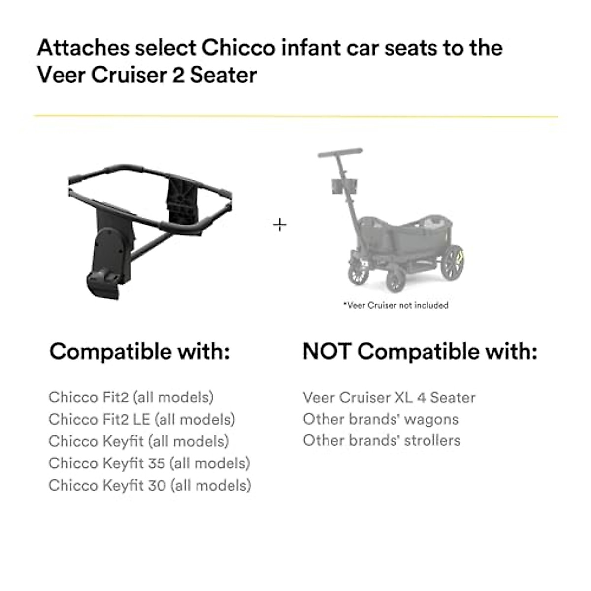 Infant Car Seat Adapter for Veer Cruiser (Chicco) | Fits Veer Cruiser 2 Seater