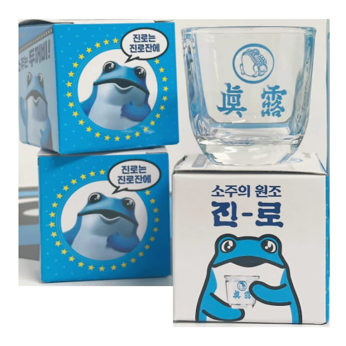 JINRO Soju Shot Glass Korean Vintage Retro cup 1.7oz/50ml (Set of 2), Clear, Pack of 1