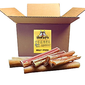 Woofley's 4-5" Bulk Regular Bully Sticks - (50 Count) - Bully Sticks for Dogs - Long Lasting Bully Stick Dog Chews