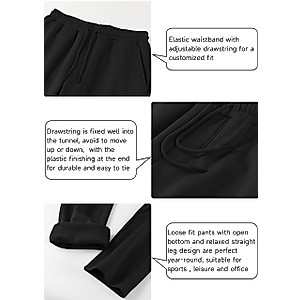 ALAVIKING Mens Sweatpants Antistatic Fabric Athletic Pants with Pockets Lounge Open Bottom Pants Fleece Sweatpants for Men Size S-3XL (Black-m)