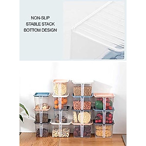 SERENITA Food storage containers bins with Handle Lids, 1 Qt 4 pieces stackable Set of 4 BPA Free. Pantry bins for kitchen refrigerators. Keep meal cereal flour sugar