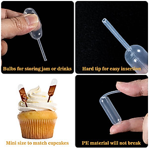 MAQIHAN 50 Plastic Pipettes Dropper for Cupcakes - 4ml Disposable Cupcake Pipettes Cupcake Injector Mini Pipettes Pippets Disposable Droppers Pipets Liquor Alcohol Infuser Small Strawberry Pippettes