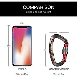 Climbing Carabiner 5 Pack Auto Locking Heavy Duty Caribeaners Twist Lock Screwgate Aluminum Lightweight for Climbing, Mountaineer, Hammock, Camping, Outdoor Equipment,Backpack,Keychain,Dog Leash