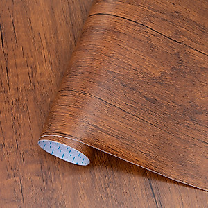 Peel and Stick Wood Grain Contact Paper 17.71" X 118" Brown Wooden Look Wallpaper Self-Adhesive Decorative Wood Wallpaper Removable Vinyl Film Easy to Apply for Old Furniture Kitchen Cabinets