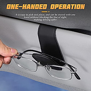 AICEL Sunglasses Holders for Car Sun Visor, Leather Eyeglasses Hanger Mounter, Magnetic Glasses Holder and Ticket Card Clip, Auto Interior Accessories Universal for SUV Pickup Truck