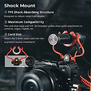SMALLRIG Shotgun Mic for Camera, Video Microphone for DSLR & for iPhone, Camera Microphone for Sony and for Canon, with Shock Mount, Deadcat Windscreen, Dual Channel for Vlogging and Interview - 3468