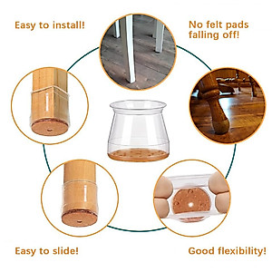 Ansible 24 pcs Chair Leg Floor Protectors, Furniture Felt Pads Silicone Covers caps for Chairs,Chair Leg Protectors for Hardwood Floors (Small fit:0.9''-1.29'')