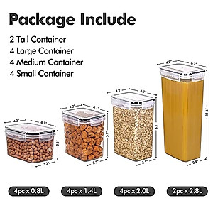 Elyum Airtight Food Storage Containers, 14 Pieces Plastic Food Storage Containers with Lids BPA Free Cereal Containers Storage for Kitchen and Pantry Organization and Storage, Black