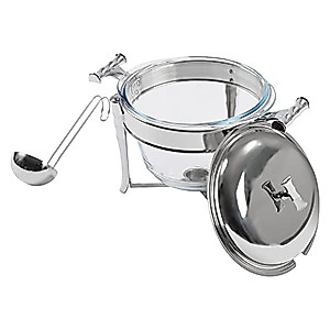 KOLHGNSE 4Qt Round Accent Soup Chafer, Round Stainless Steel Chafer Chafing Dish Buffet Set Commercial Warmers Buffet Servers and Warmers Set Warming Tray