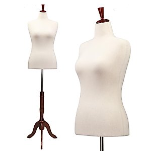 Bonnlo Female Dress Form Size 10-12, Adjustable Height Torso Body with Upgraded Tripod Stand, Medium Size Mannequin for sewing and display (10-12, Cream1)