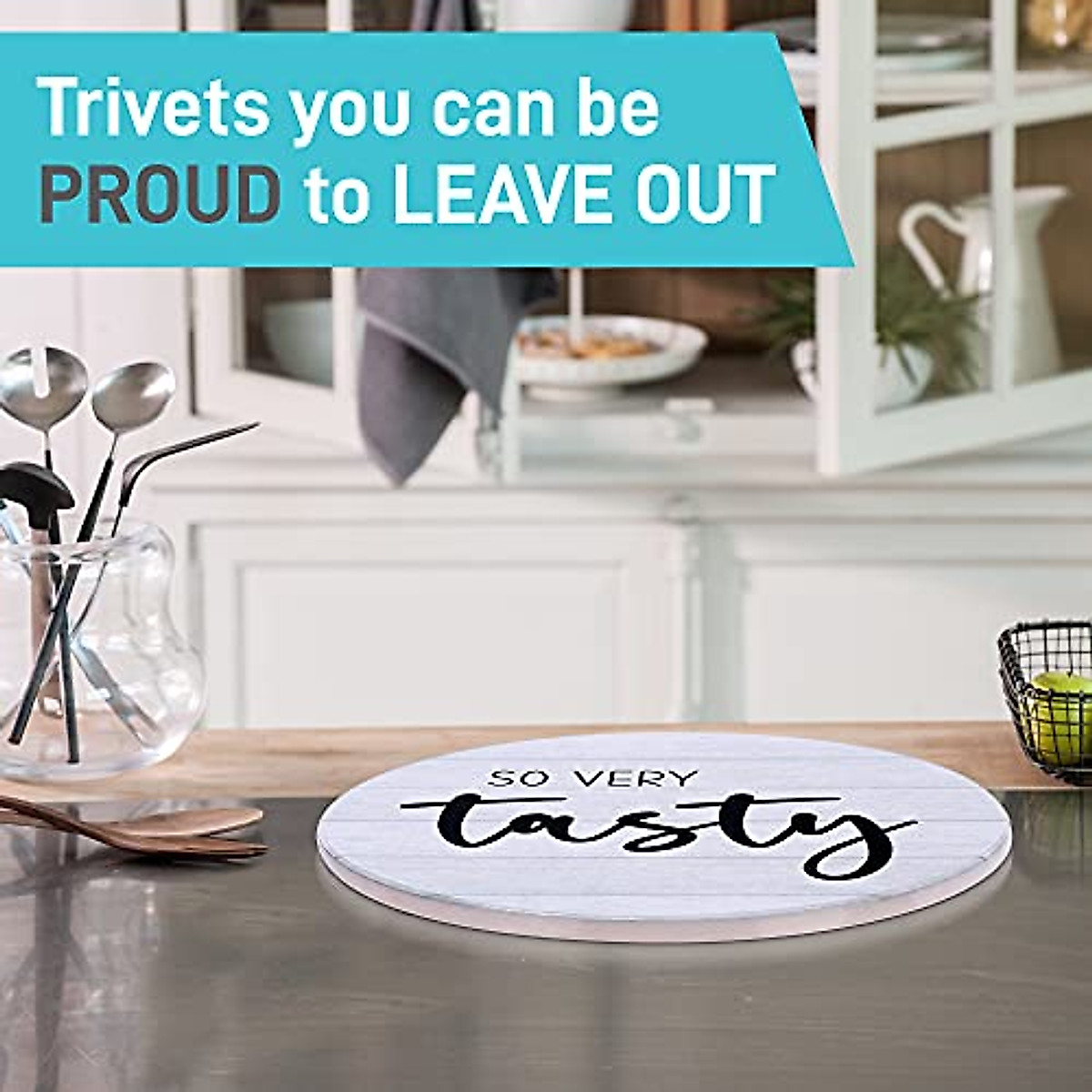 Stylish Trivets for Hot Dishes - Set of 2 - Ceramic Hot Pads for Kitchen Counter - Heat Resistant Mat - Trivets for Kitchen Counter - Farmhouse Style Hot Pot Holder - Trivets for Hot Pots and Pans
