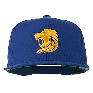 Gold Lion Embroidered Wool Snapback Cap - Royal OSFM