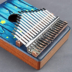 17 Keys Kalimba Thumb Piano Built in EQ Made by Mahogany Acacia with all Accessories Tune Hummer, Finger Piano African Instrument (Blue1)