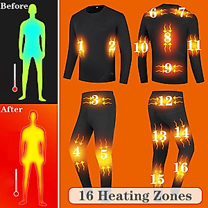 Heated Thermal Underwear for Men, Heated Shirt + Heated Pants, Winter Warm Top & Bottom, No Battery,Gray pants,XXL