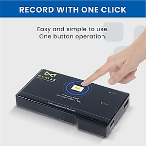 MuxLab Video Capture Recorder Device | HDMI to USB Recorder | Capture Video 1080P 60FPS | Save 1080P 30FPS | for PC, Game Consoles, TV Set Top Boxes | No Driver Required | Portable Game Recorder