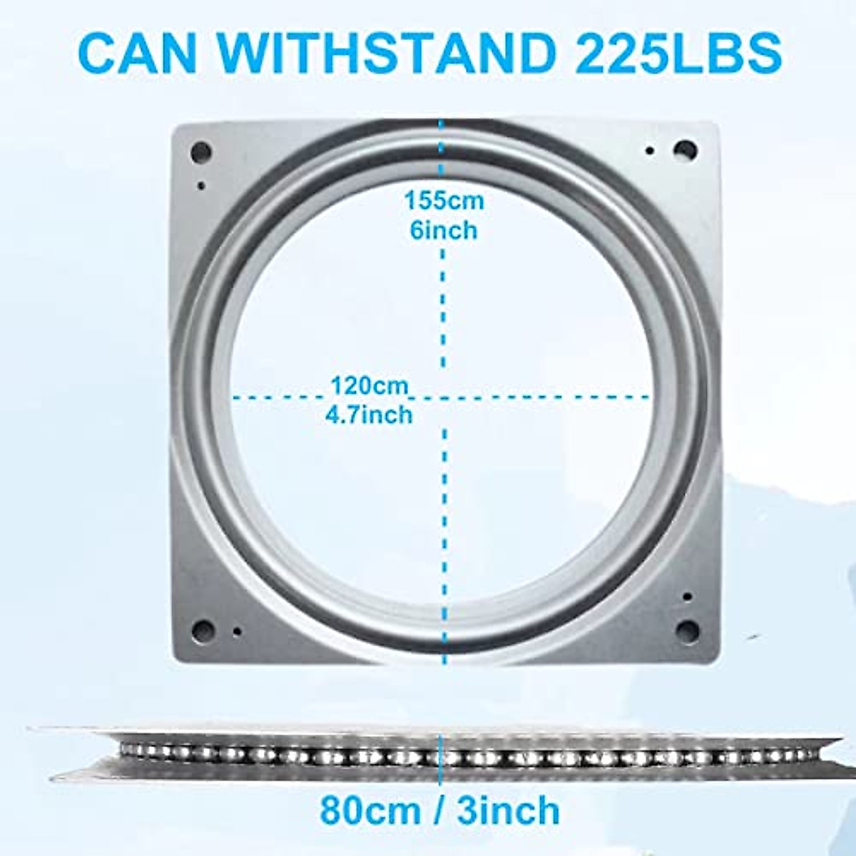 ZHENGO Lazy Susan Hardware 6 Inch, Turntable Hardware,Square Bearing Plate for Serving Trays, Granite, Tabletop Disc, Wood Planks, Kitchen Storage Racks and More, 500lbs Capacity, 4Pack Steel LAHA-23