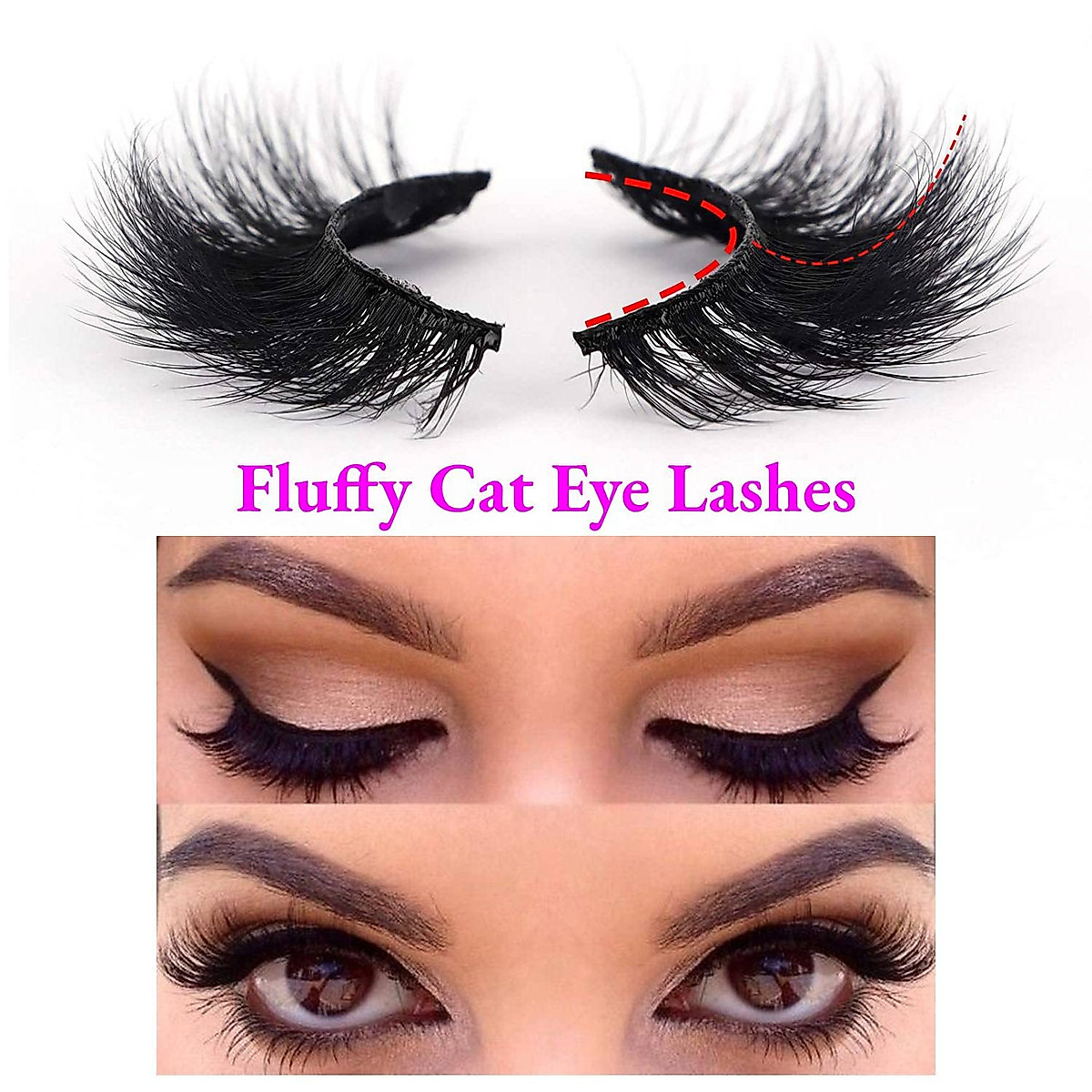 Cat Eye Lashes Natural Look False Eyelashes 14 Pairs Faux Mink Wispy Short Lashes Fluffy 3D Thick Strip Reusable Fake Eyelashes by HeyAlice