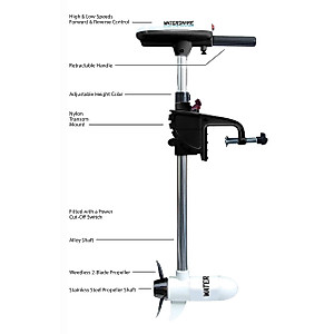 Watersnake T18 ASP - 18 Pound Thrust 12v Electric Saltwater Trolling Motor with Transom Mount