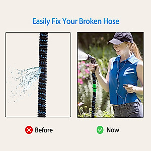 Anjonova 3 Sets Expandable Garden Hose Repair Kit with User Manual, Dual-Channel Hose Female Male Connectors Compatible with Pocket Hose, Fits Expandable Garden Hose 25 50 75 100 FT, Green