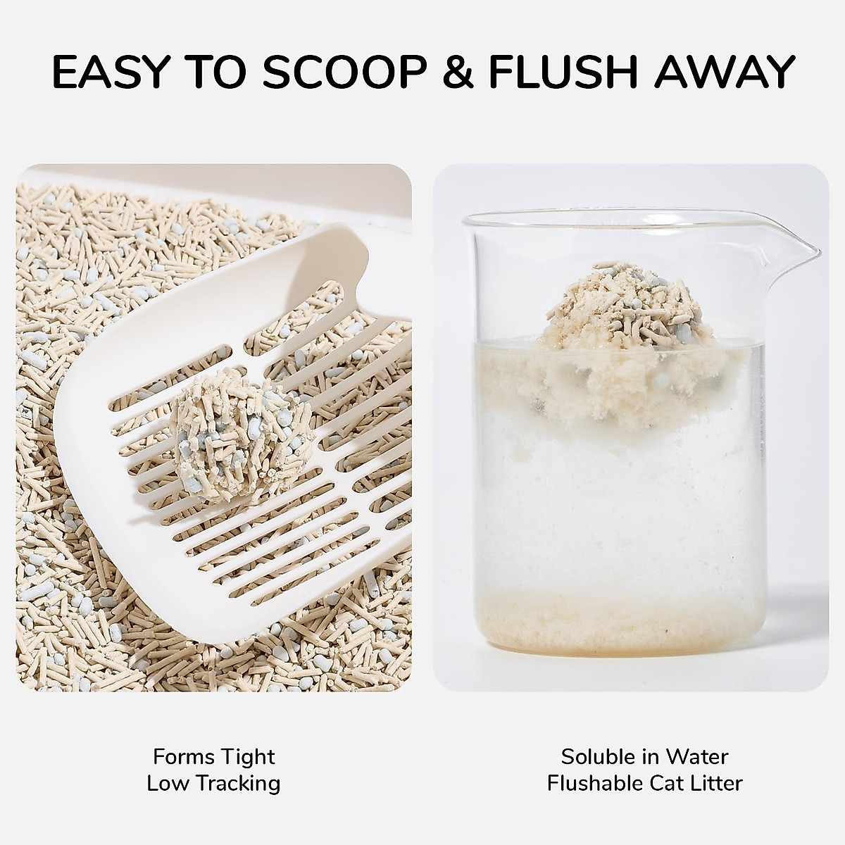 FUKUMARU Tofu Cat Litter Super Ultra Absorbent, Dust Free Cat Litter, Flushable, Lightweight, Quick Clumping, Low Tracking, Odor Control, White Tea Light Aroma Mixed Cat Litter, 16.5 LBS (3 Packs)