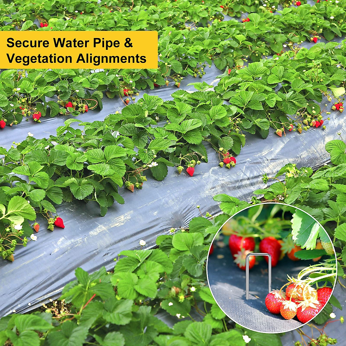 HongWay 180 Pack Landscape Staples Garden Staples 6 Inch 11 Gauge Galvanized Ground Stakes Heavy Duty Yard Stakes Pins for Weed Barrier Hose Tent