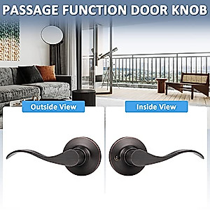 Mengico 1 Pack Door Lever Handle,Oil Rubbed Bronze Door Handle Interior,Door Lever Interior Closet Hallway Door Handles,Reversible Wave Lever Handle