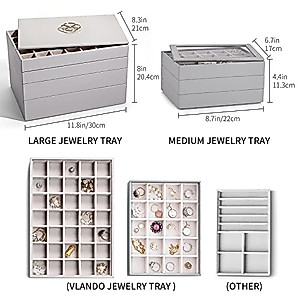 Vlando NEW Miller Jewelry Trays Stackable Showcase Display Drawer Organizer Storage- Multi-Purpose,Multiple Combinations, Large Capacity Multi-Layer Design and Fashion(Grey)