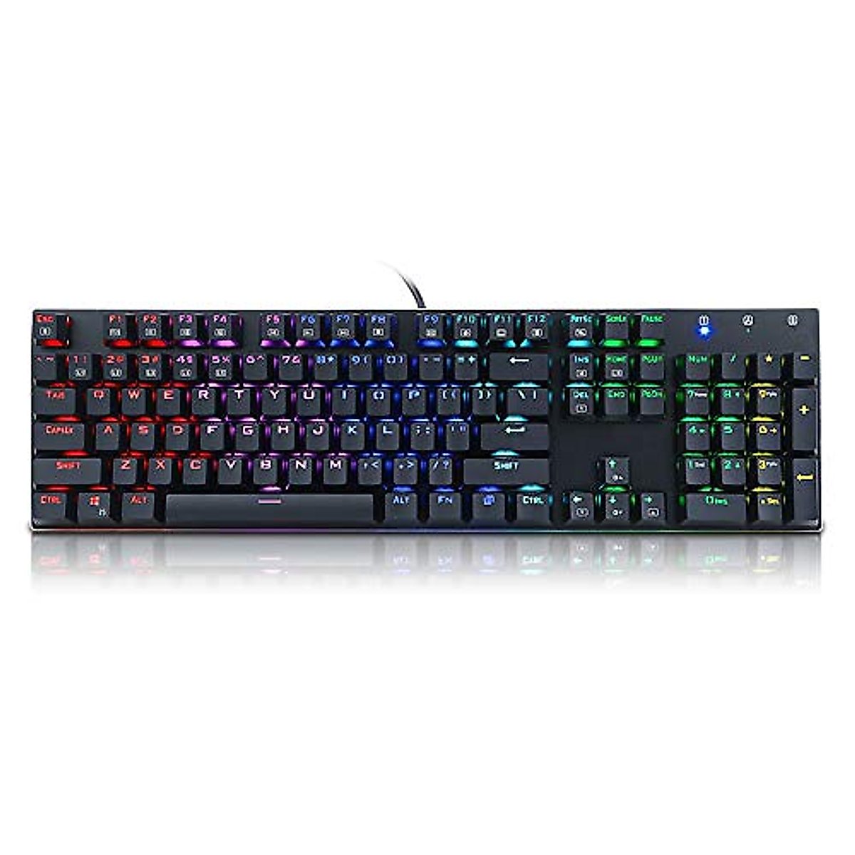 Teerwere Gaming Keyboard 104 Key USB Wired RGB Backlit Mechanical Gaming Keyboard Outemu Blue Switch ABS Keycaps Mechanical Gaming Keyboard (Color : Black, Size : One Size)